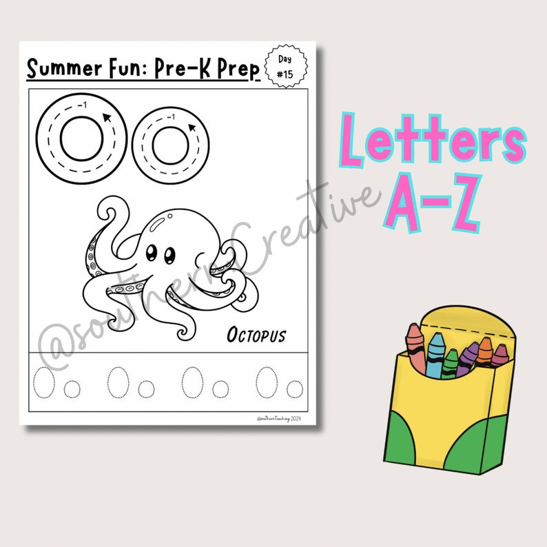 ABC Summer Worsksheets for Pre-k Prep, Trace and Color the Alphabet - Etsy