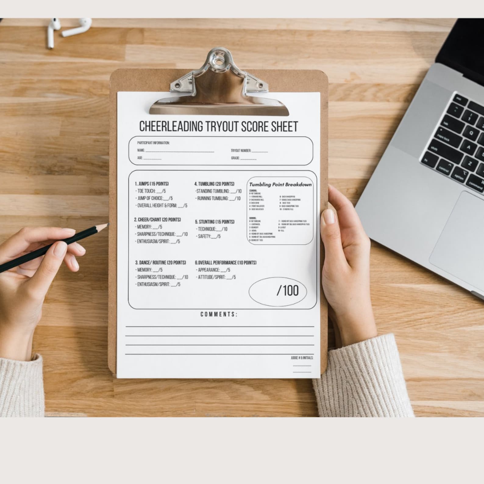 Cheerleading Tryout Score Sheet Form Instant Download - Etsy