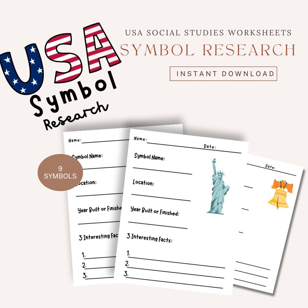 USA Symbol Research for Primary Grades, American Symbols Social Studies ...