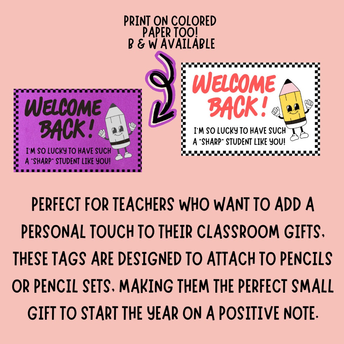 Back to School Teacher Gift Tags - "i'm so Lucky to Have Such a Sharp ...