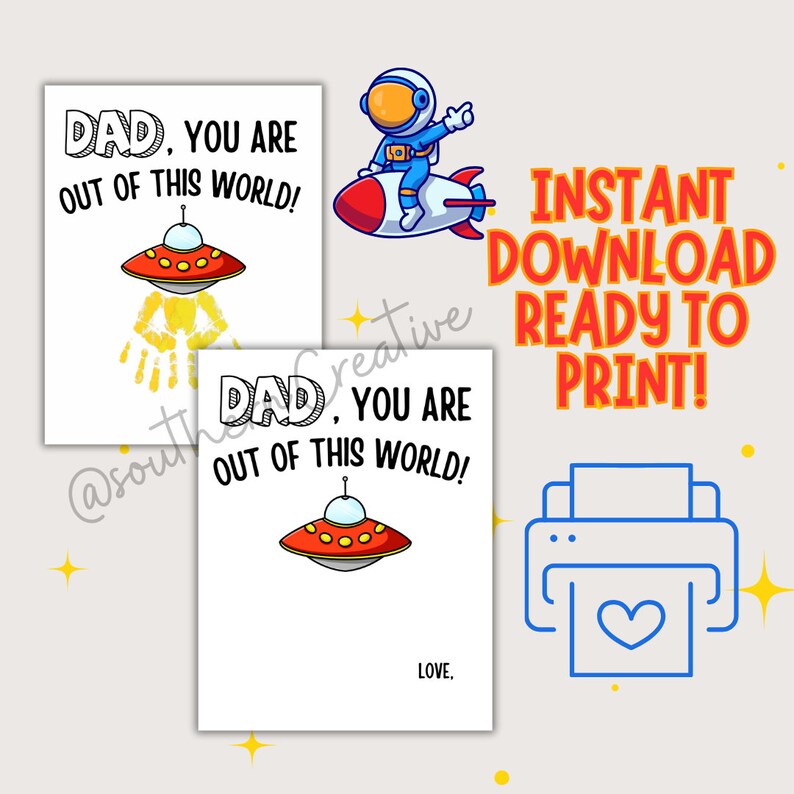 Fathers Day Space Handprint Bundle, Rocket, Outerspace - Etsy