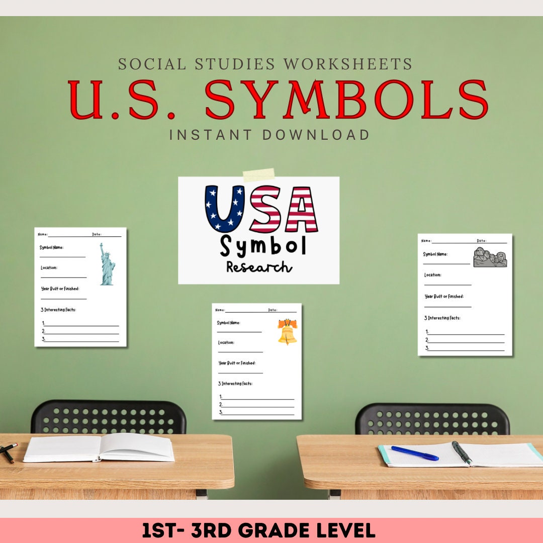 USA Symbol Research for Primary Grades, American Symbols Social Studies ...