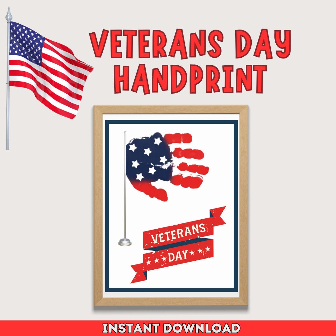 Veterans Day Simple Handprint Craft Instant Download Veterans Day ...