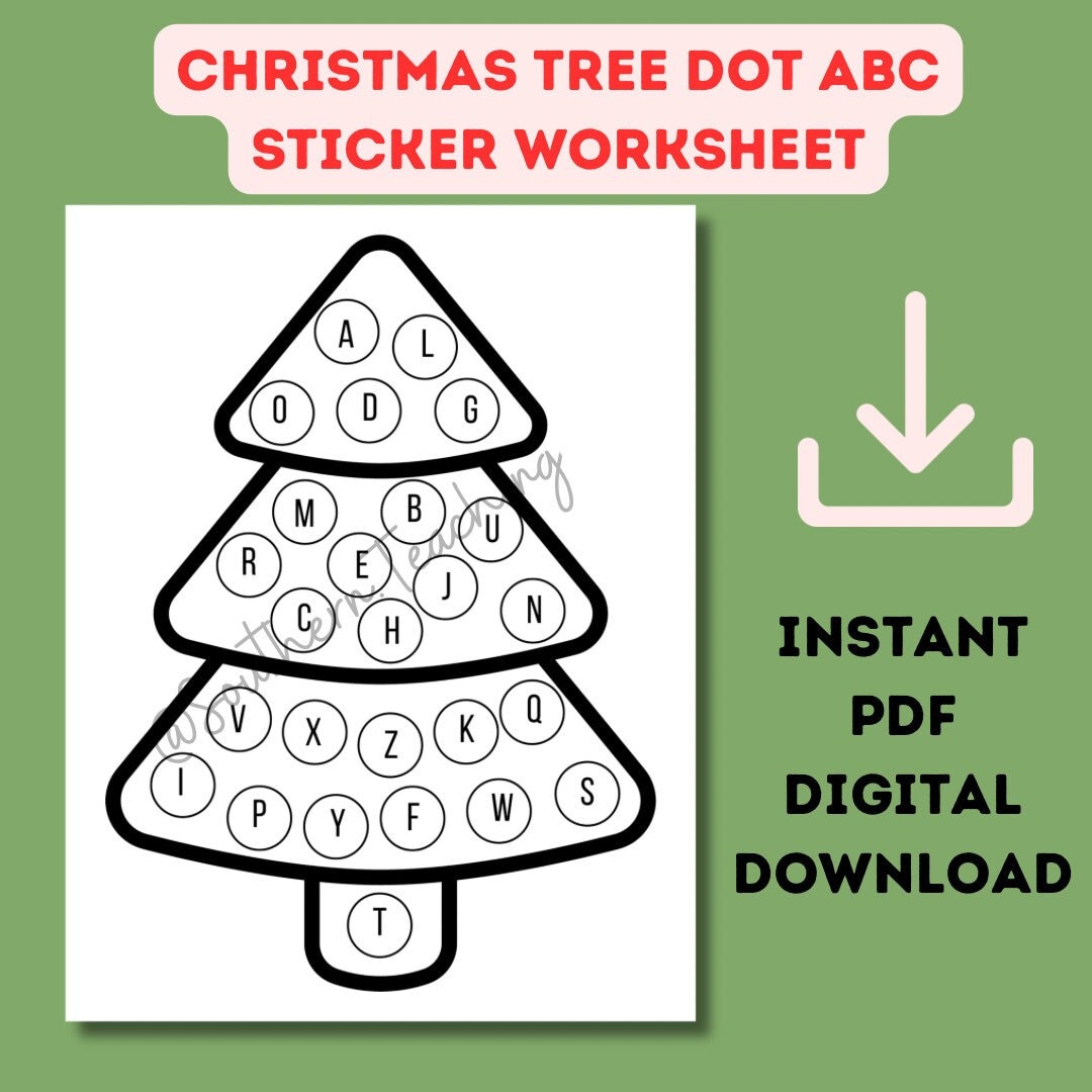 Christmas Tree ABC Dot Sticker Worksheet. Instant Download PDF ...