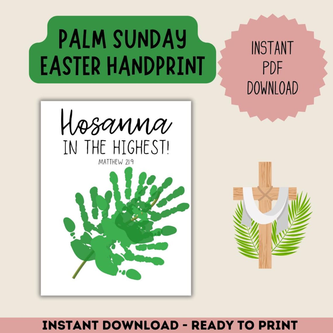 Palm Sunday- Hosanna- Religious Easter Handprint Craft| Instant ...