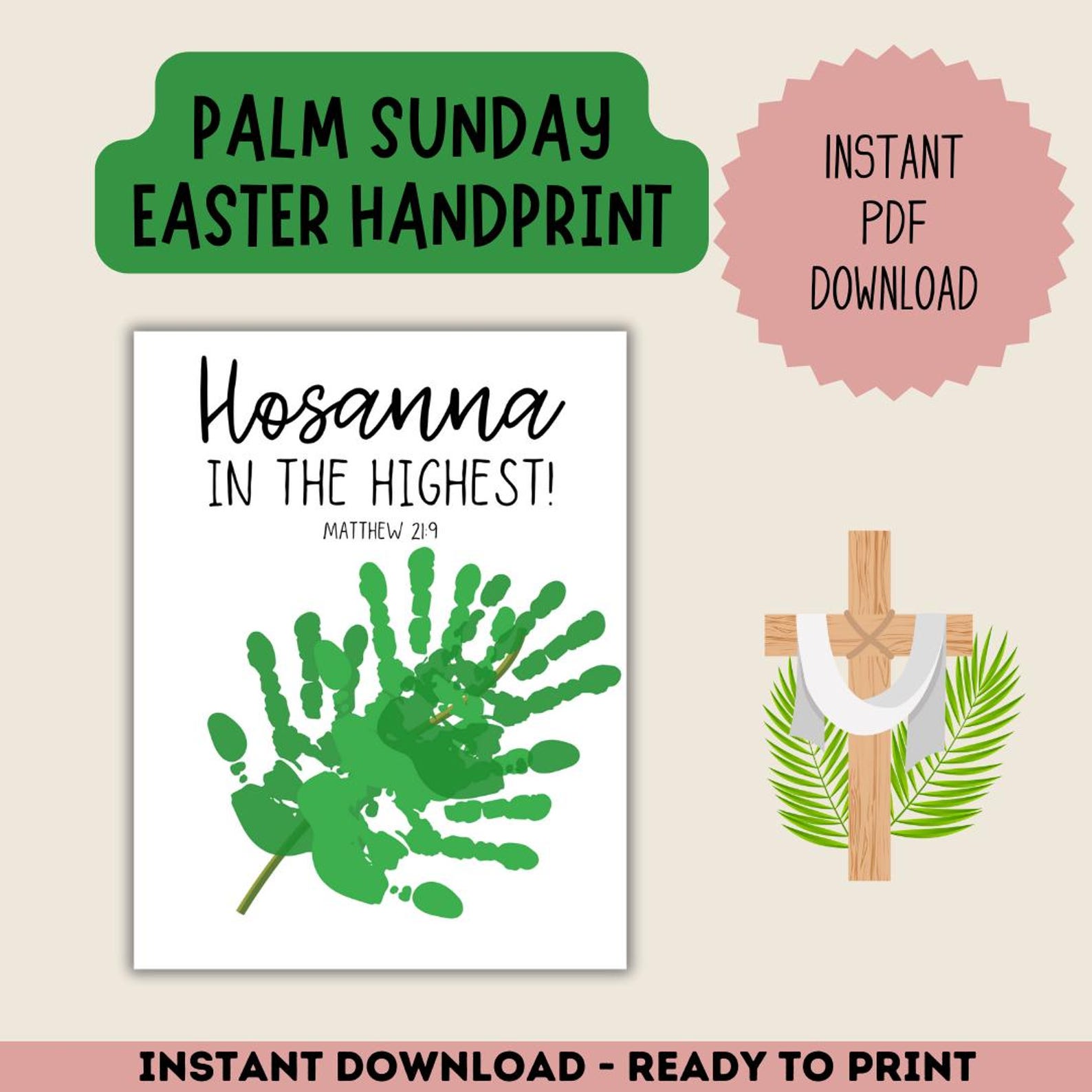 Palm Sunday- Hosanna- Religious Easter Handprint Craft| Instant ...
