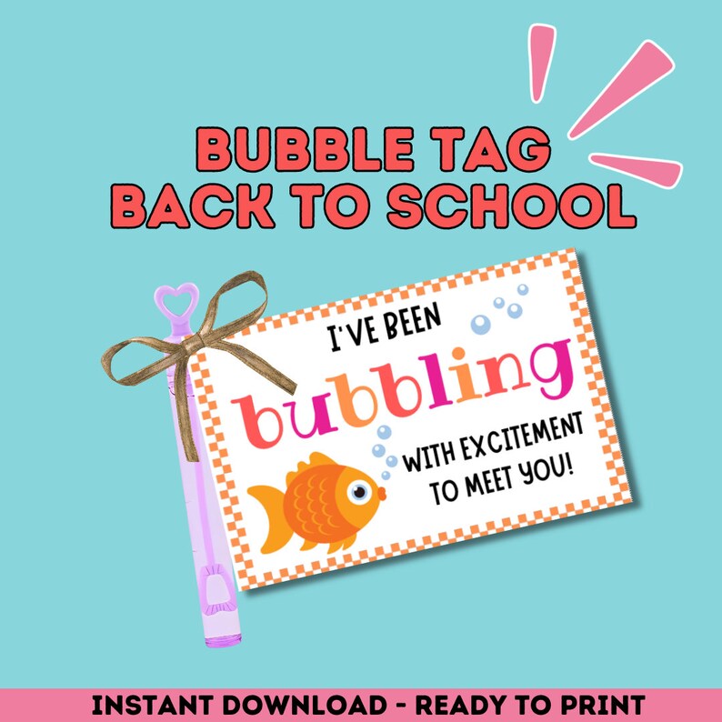 Bubble Gift: "i Am Bubbling With Excitement to Meet You" Tags - Instant ...