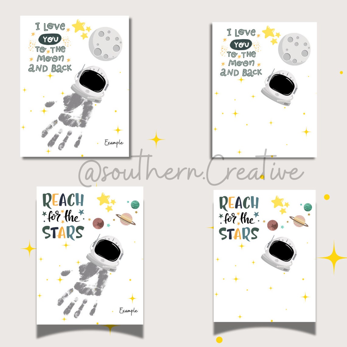 Astronaut Handprint Craft Bundle: Outer Space Kids Activity (PDF ...