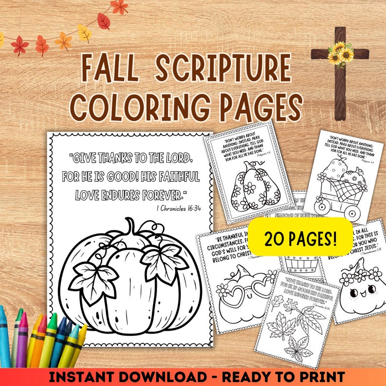 Fall Scripture Verse Coloring for Kids 20 Pages| Instant Download ...