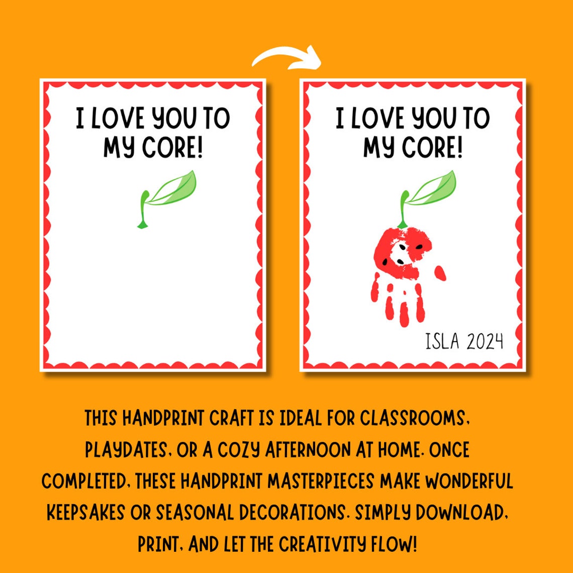 Apple Handprint Craft PDF Download | 4-page Printable | 8.5x11" - Etsy