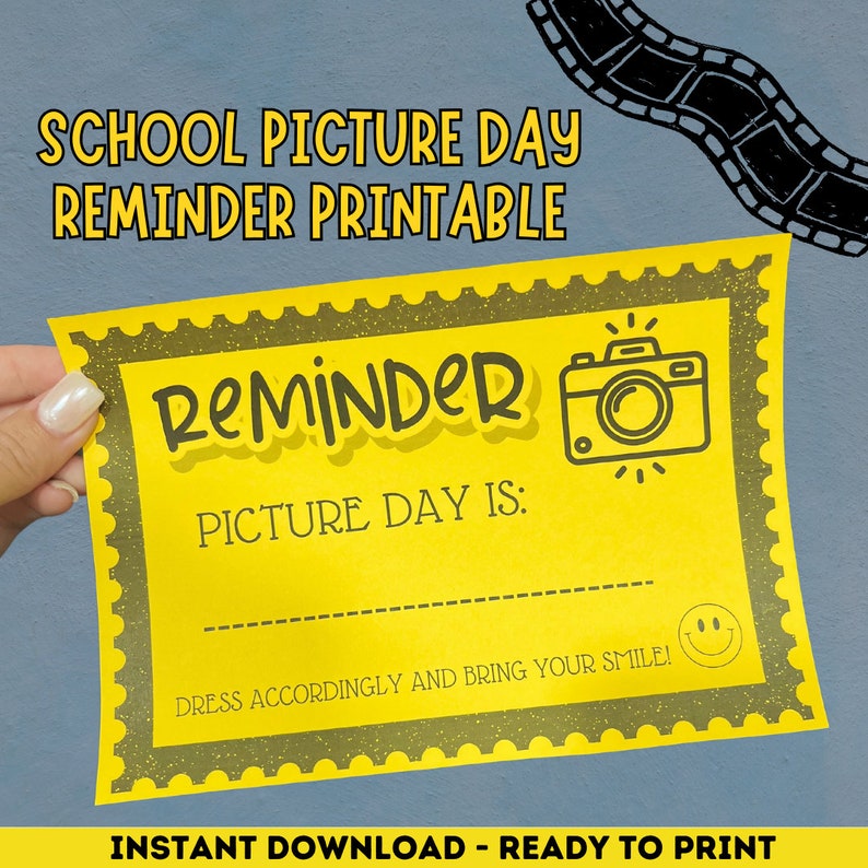 Picture Day Reminder Card: Classroom Note (PDF) - Etsy