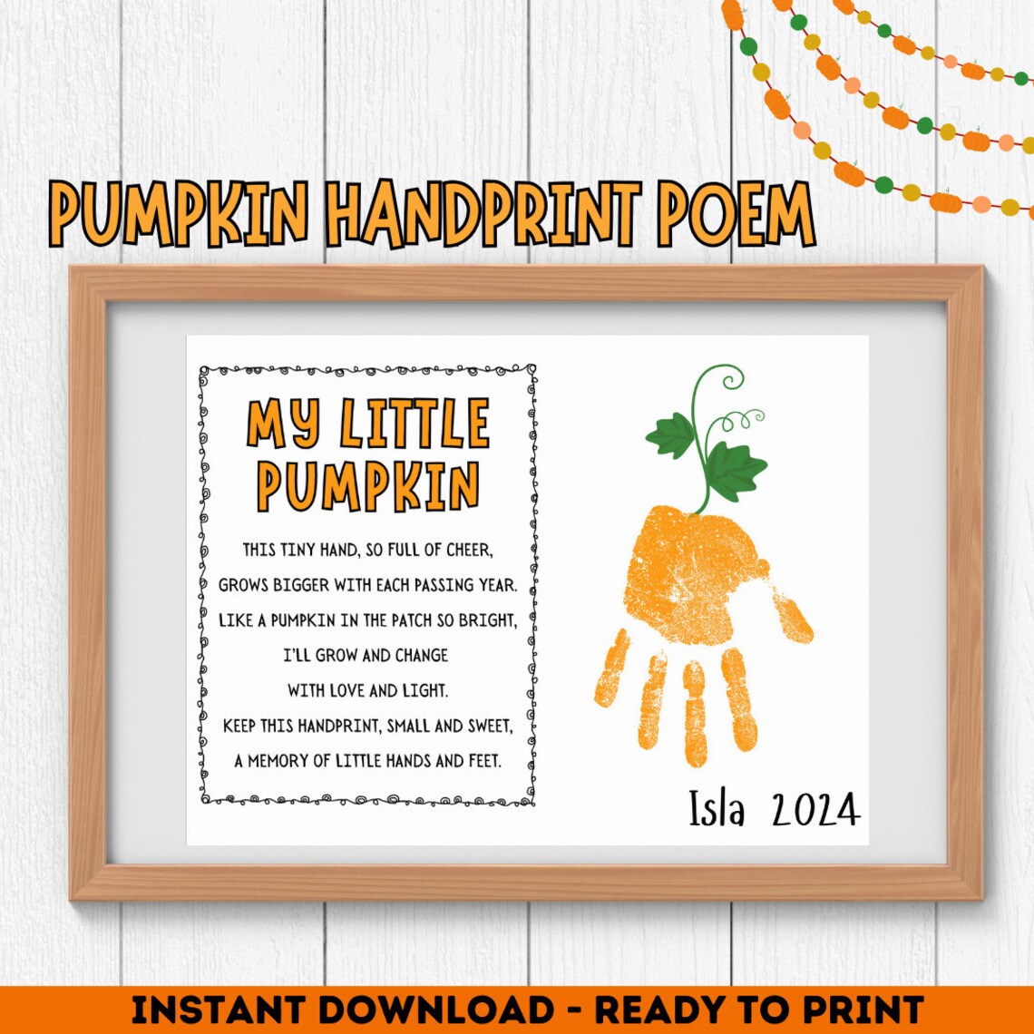 Pumpkin Handprint Poem and Craft 11x8.5 PDF for Kids & Preschool Fall ...