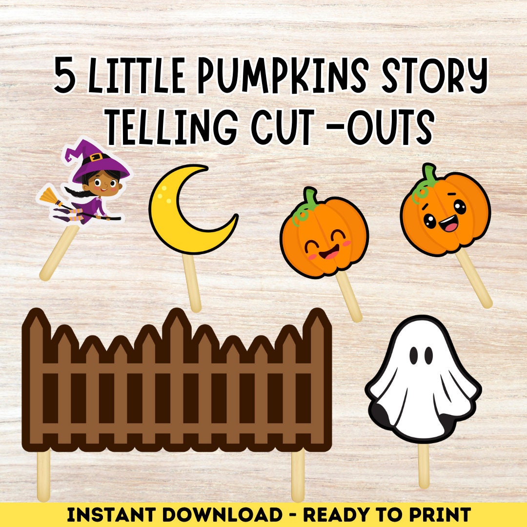 5 Little Pumpkins Story Re-telling Cut Outs, Sequencing | Preschool ...