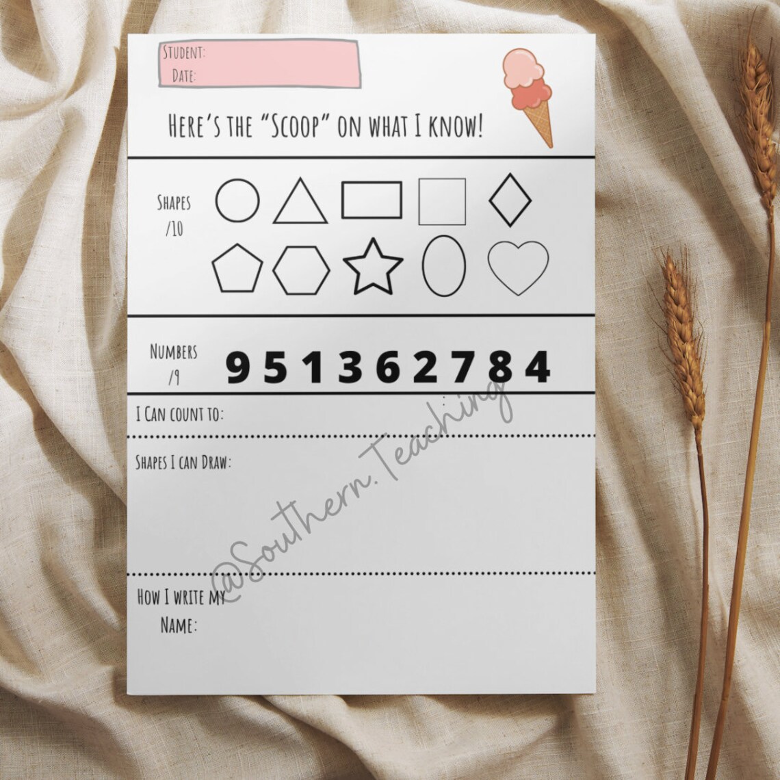 Preschool Assessment Form: Simple Pre-k Download (PDF) - Etsy