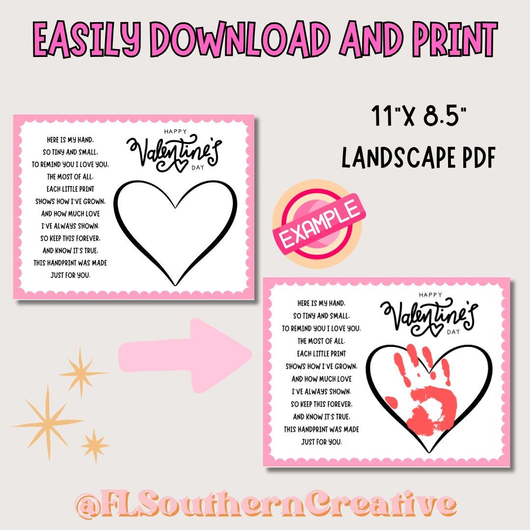 Valentine’s Day Handprint Poem Craft – Instant PDF Download - Etsy