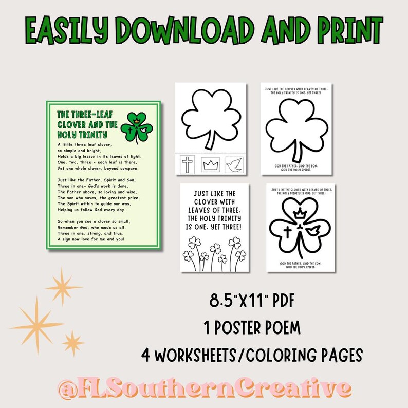 Holy Trinity Clover Bundle | St. Patrick’s Day Christian Printable ...