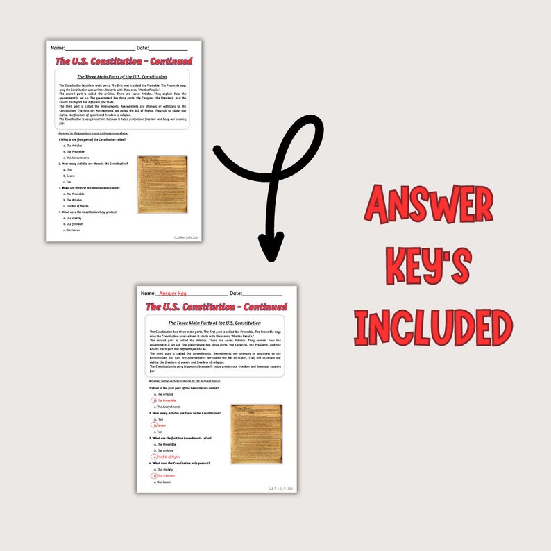 The U.S. Constitution Worksheets and Quizzes for Social Studies | Bill ...