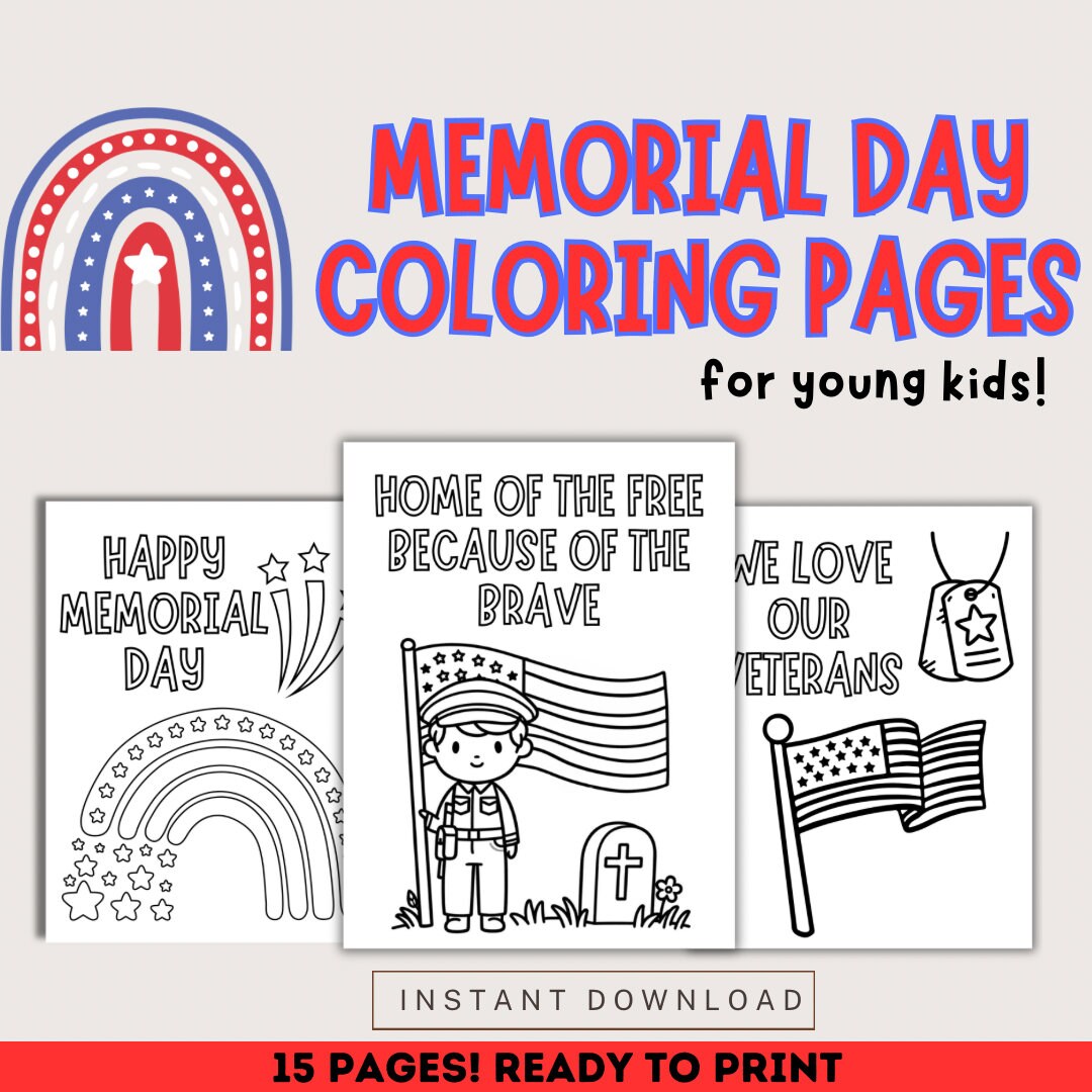 Memorial Day Coloring Pages for Kids: USA Patriotic Themes (PDF) - Etsy