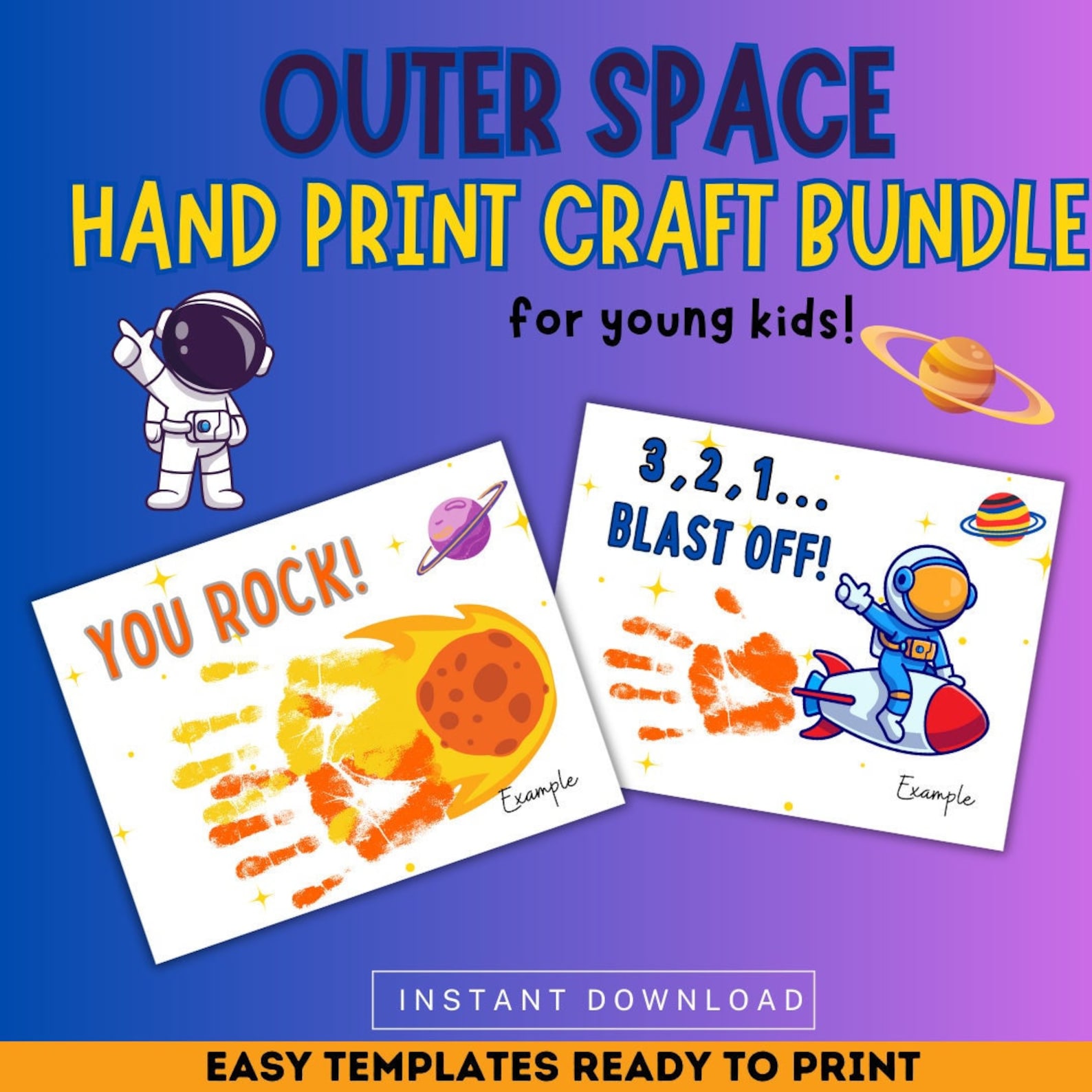 Outer Space Handprint Bundle, Rocket, Outerspace - Etsy