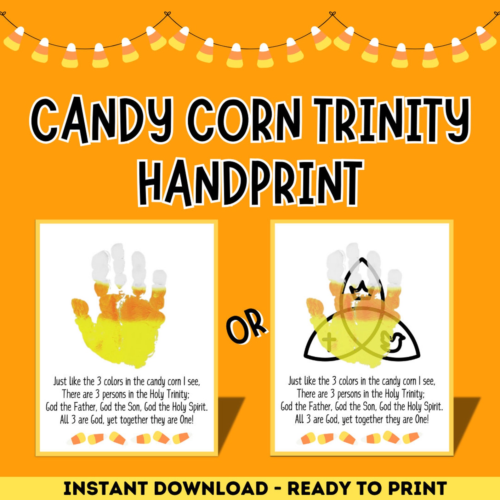 Holy Trinity Candy Corn Handprint Printable Instant Download Religious ...