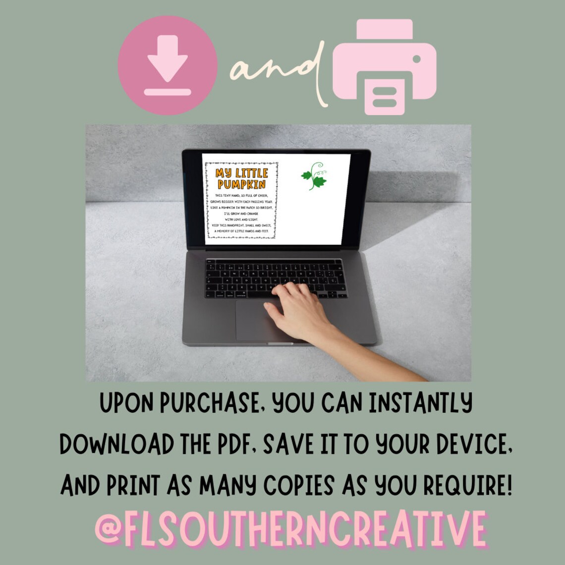 Pumpkin Handprint Poem and Craft 11x8.5 PDF for Kids & Preschool Fall ...