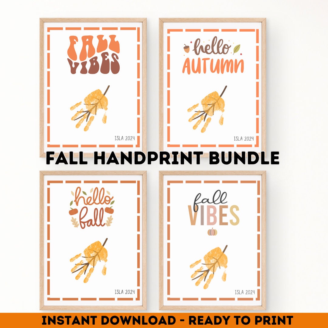Fall Leaf Handprint Craft PDF - 4 Page Bundle Instant Download | 8.5x11 ...