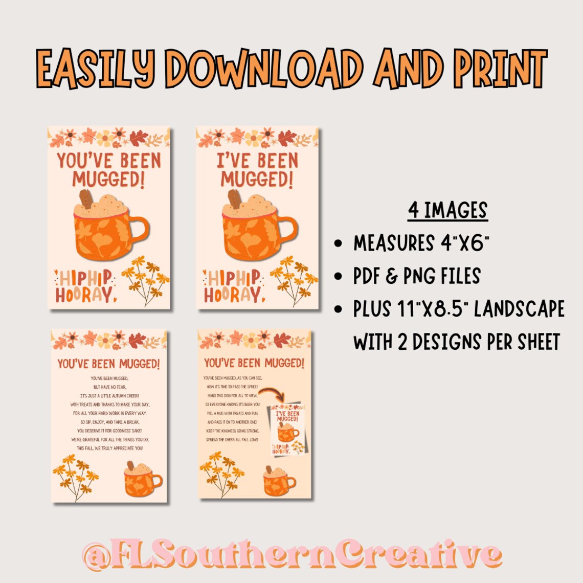 You've Been Mugged! Fall Co-worker Appreciation Tags | Instant Download ...