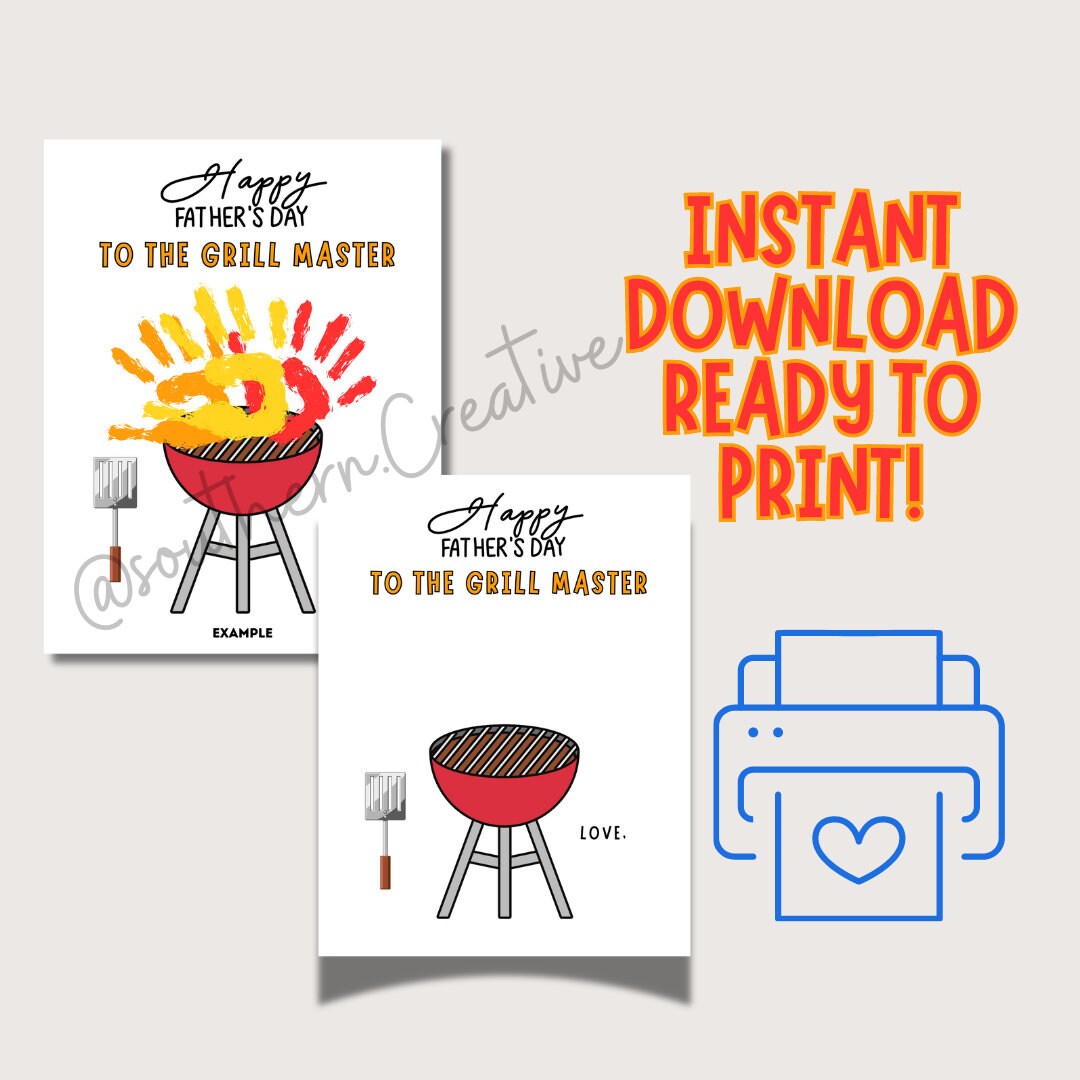 Fathers Day Handprint Craft Grill Digital Print Download - Etsy