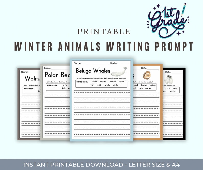 Winter Animals Writing 1st Grade. Beluga Whales, Penguins, Polar Bears ...