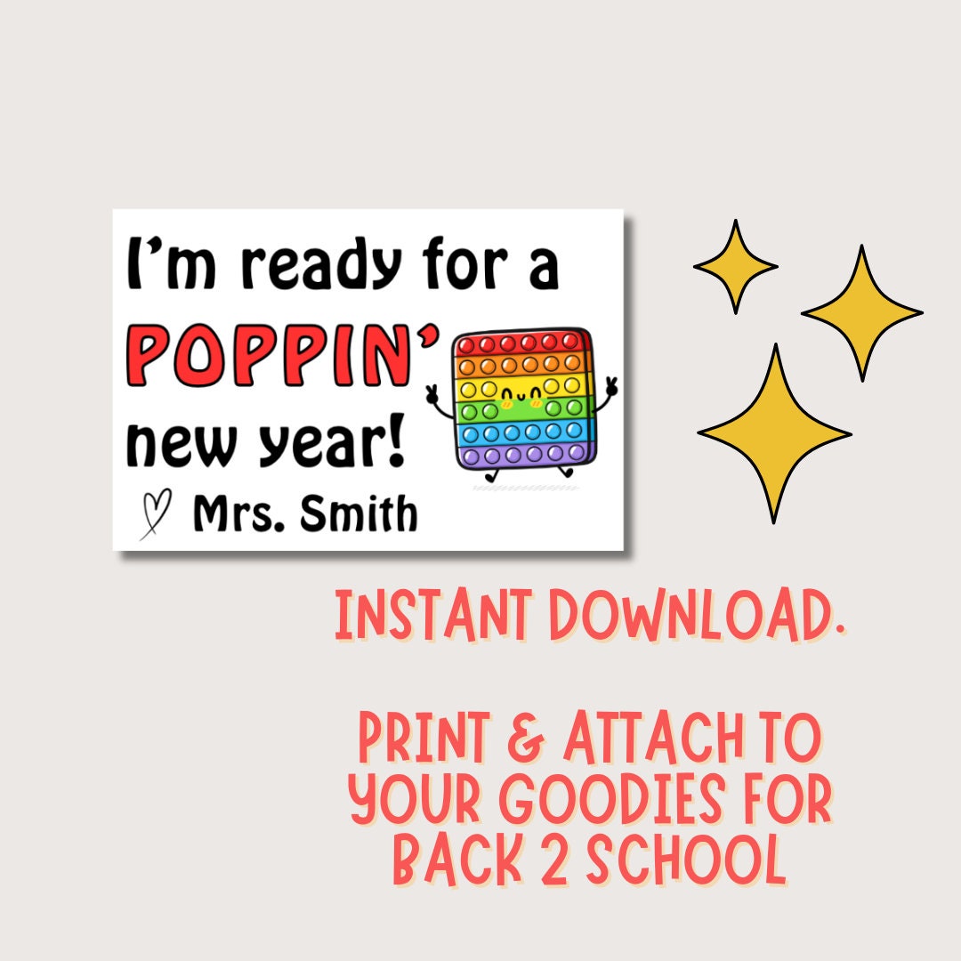 I'm Ready for a Poppin' New Year! Fidget Pop Tag - Back to School ...