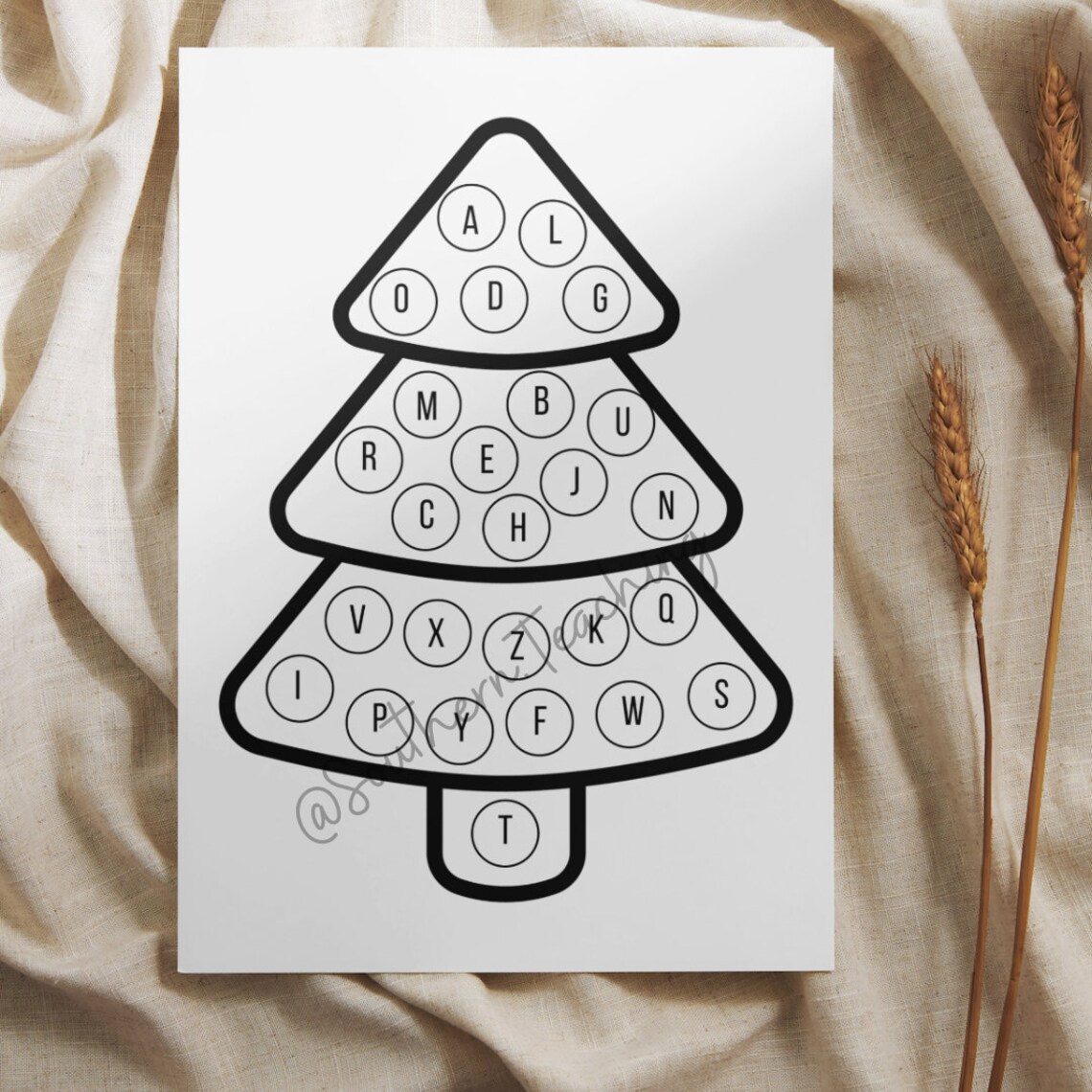 Christmas Tree ABC Dot Sticker Worksheet. Instant Download PDF ...