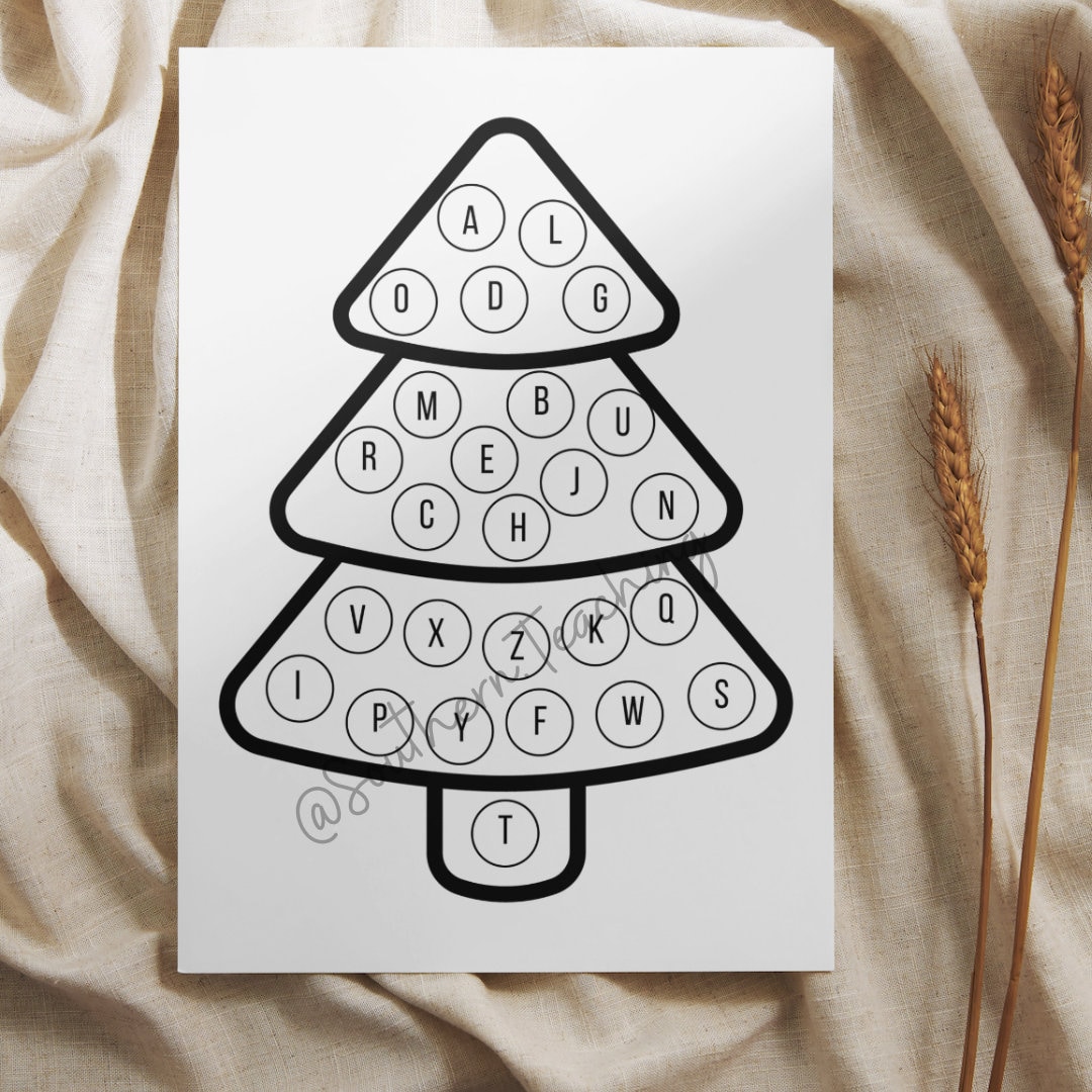 Christmas Tree ABC Dot Sticker Worksheet. Instant Download PDF ...