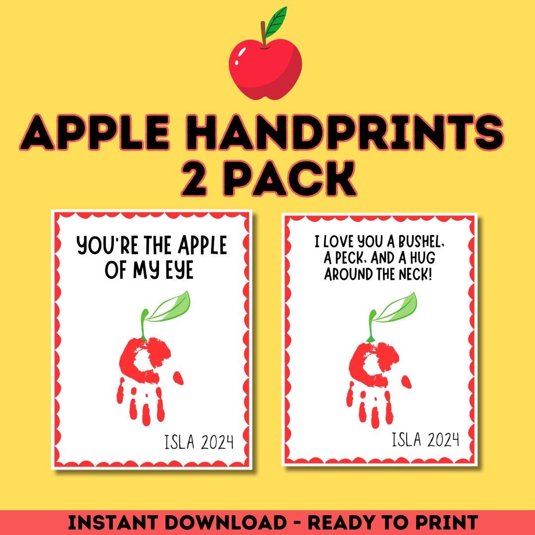 Apple Handprint Craft PDF Download | 2-page Printable | 8.5x11" - Etsy