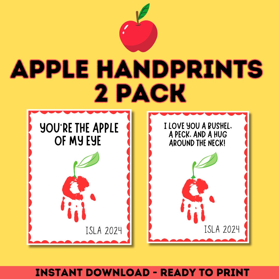 Apple Handprint Craft PDF Download | 2-page Printable | 8.5x11" - Etsy