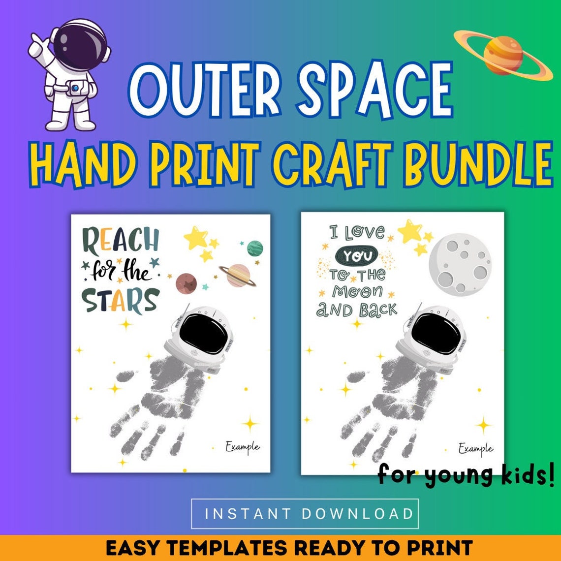 2 Pack Bundle Instant Digital PDF Download - Outer Space Astronaut ...