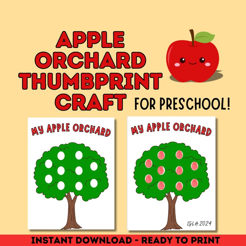 Instant Download - Apple Orchard Thumbprint Craft - 8.5"x11" PDF ...