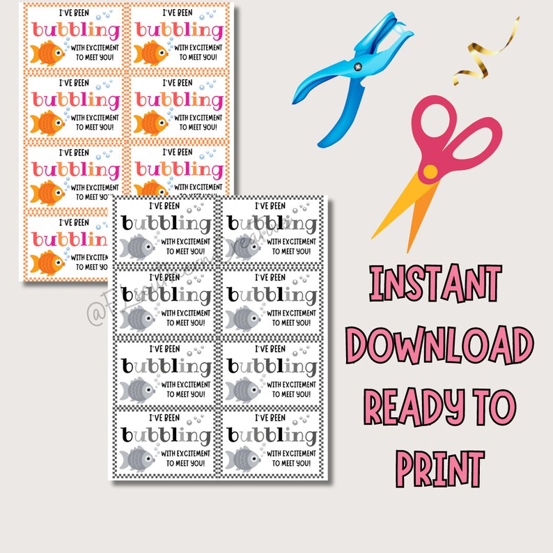 Bubble Gift: "i Am Bubbling With Excitement to Meet You" Tags - Instant ...