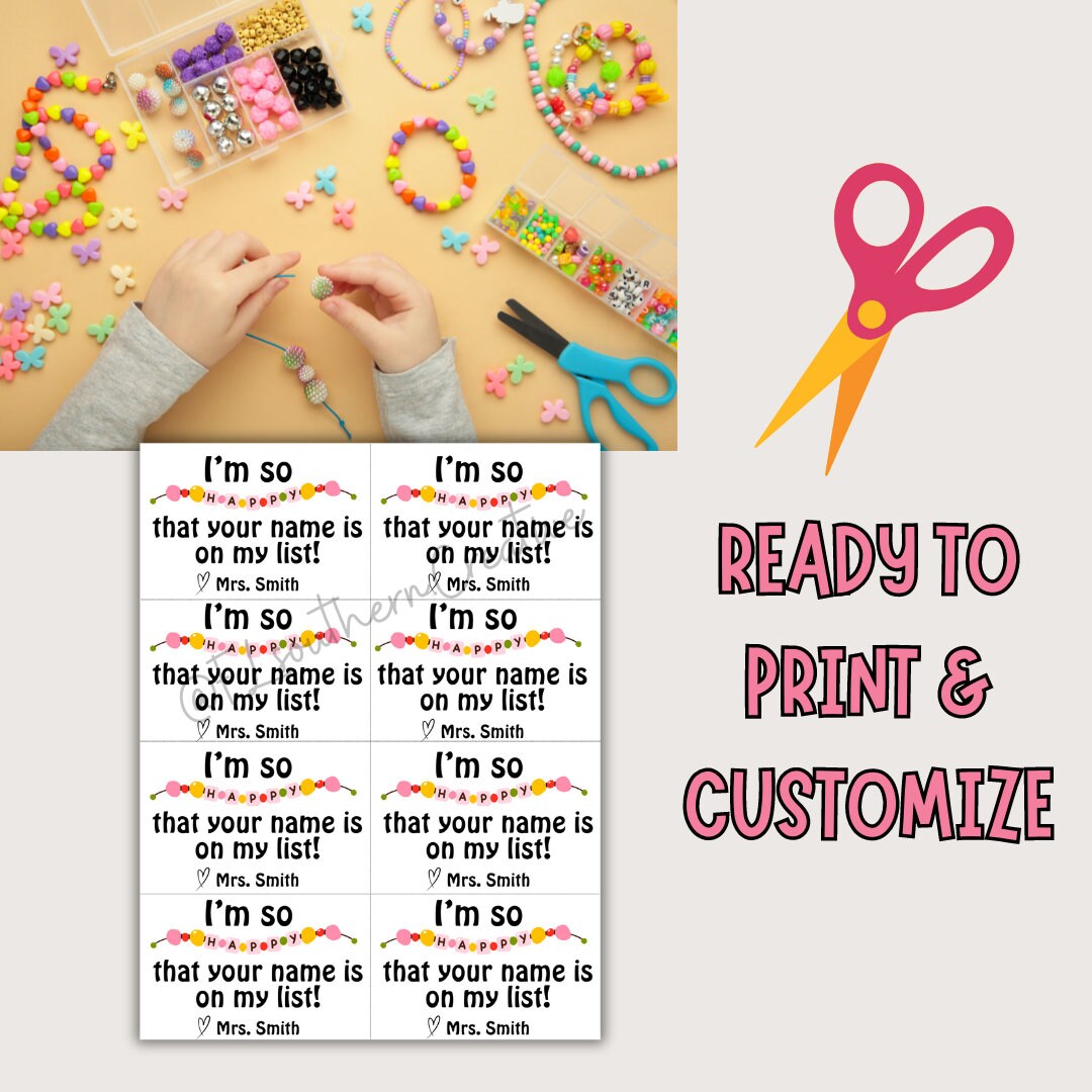 Back to School "i'm so Happy Your Name is on My List" Friendship ...