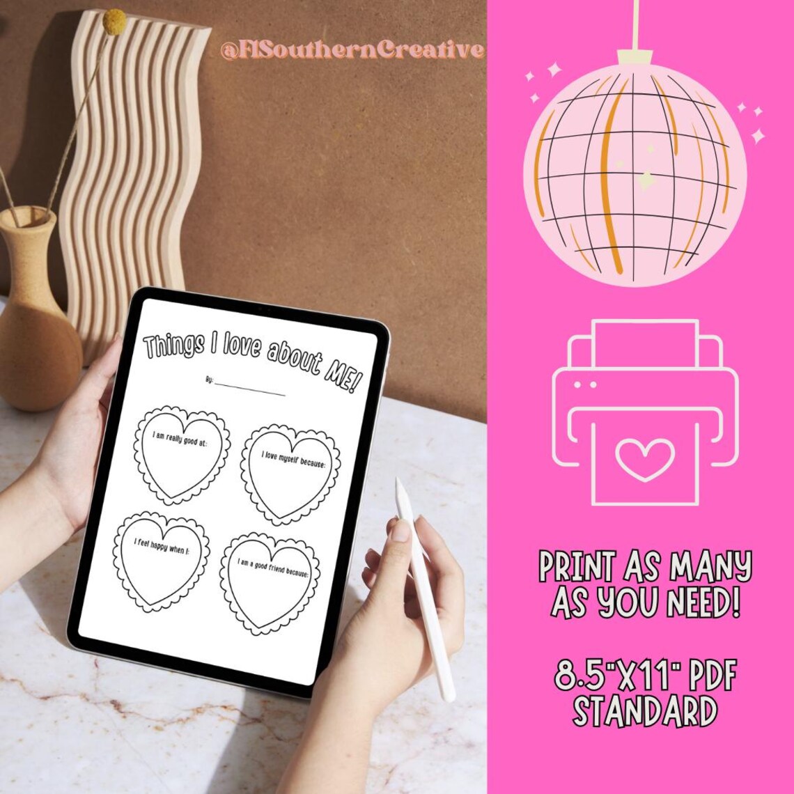 Valentine’s Day Self-affirmation Worksheet - 8.5”x11” PDF Printable for ...