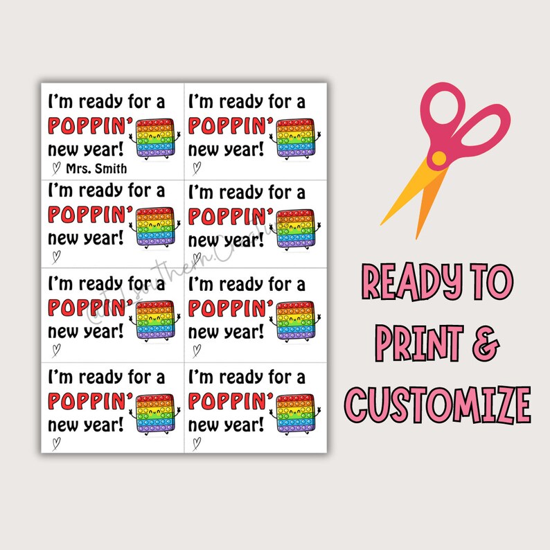 I'm Ready for a Poppin' New Year! Fidget Pop Tag - Back to School ...