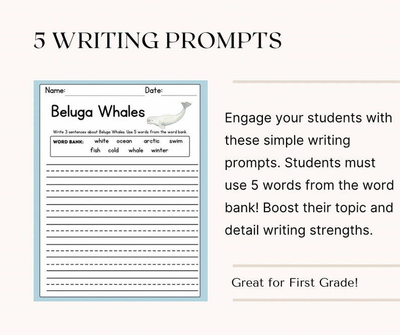 Winter Animals Writing 1st Grade. Beluga Whales, Penguins, Polar Bears ...