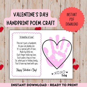 Valentine’s Day Handprint Poem Craft Keepsake – Instant PDF Download - Etsy
