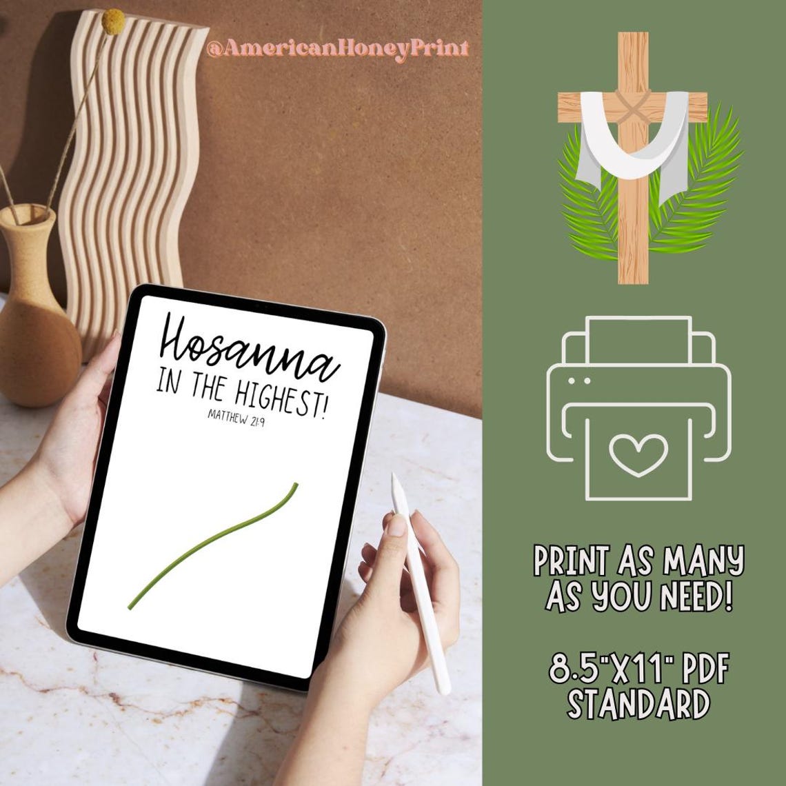 Palm Sunday- Hosanna- Religious Easter Handprint Craft| Instant ...