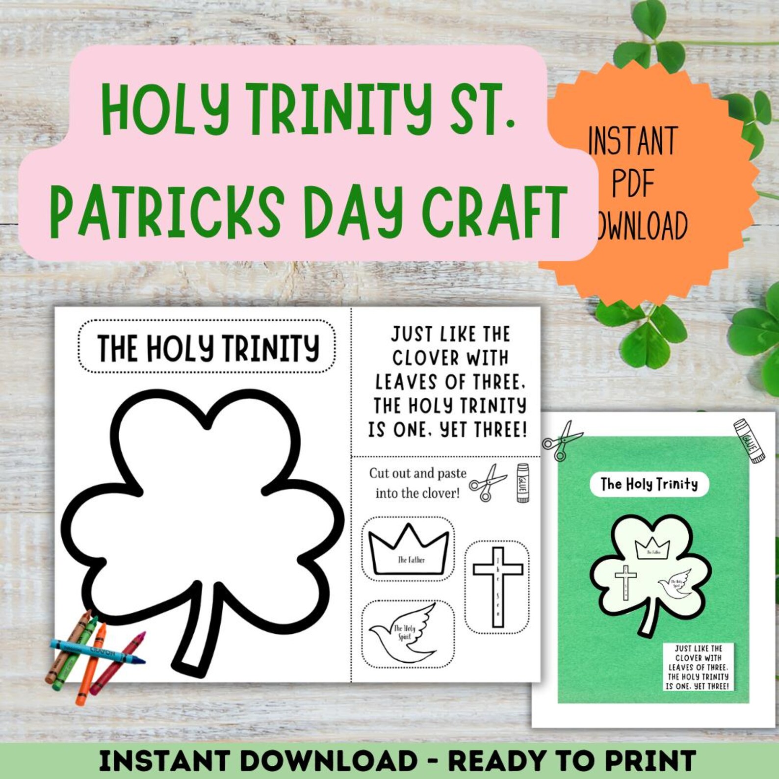 Holy Trinity Clover Craft | St. Patrick’s Day Christian Printable ...
