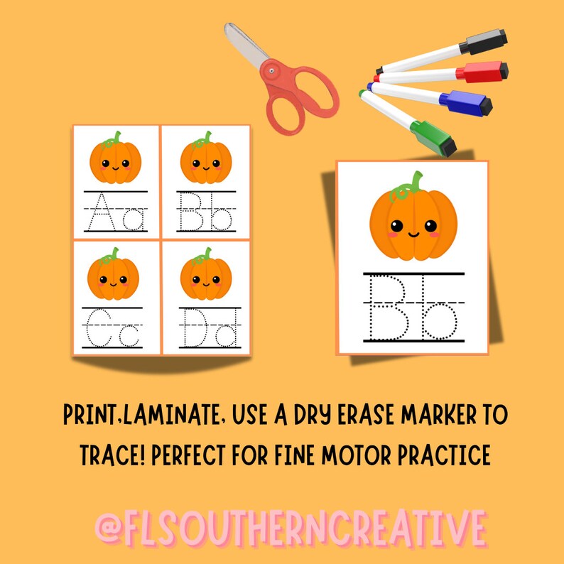 Pumpkin ABC Tracing Cards| Instant Download| Letter Practice| PDF for ...