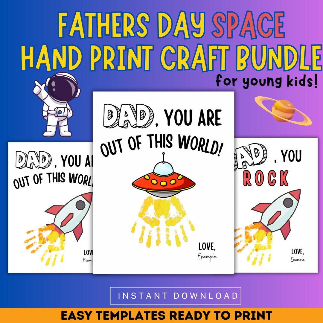 Fathers Day Space Handprint Bundle, Rocket, Outerspace - Etsy