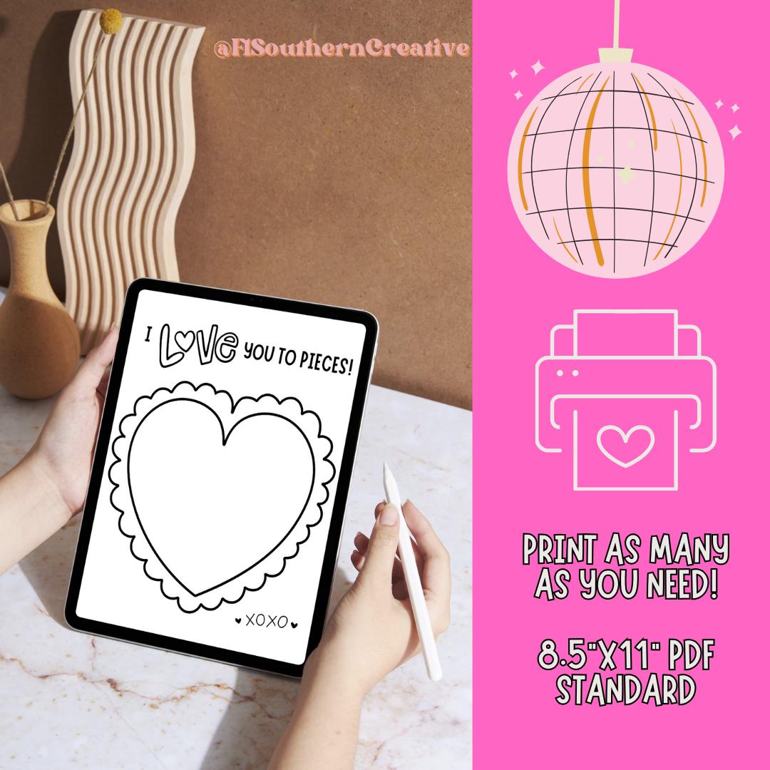 Valentines Day Craft- I Love You to Pieces Ripped Paper – Instant PDF ...