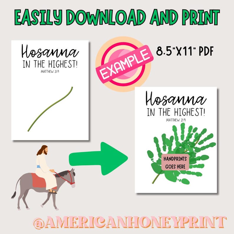 Palm Sunday- Hosanna- Religious Easter Handprint Craft| Instant ...