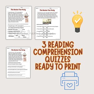 Boston Tea Party Worksheets: US History Reading Comprehension (PDF ...