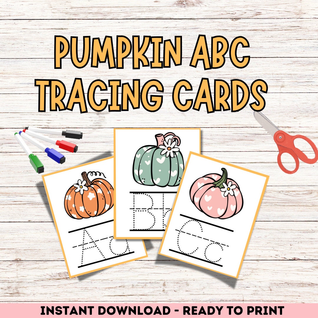 Cute Retro Pumpkin ABC Tracing Cards| Instant Download| Letter Practice ...